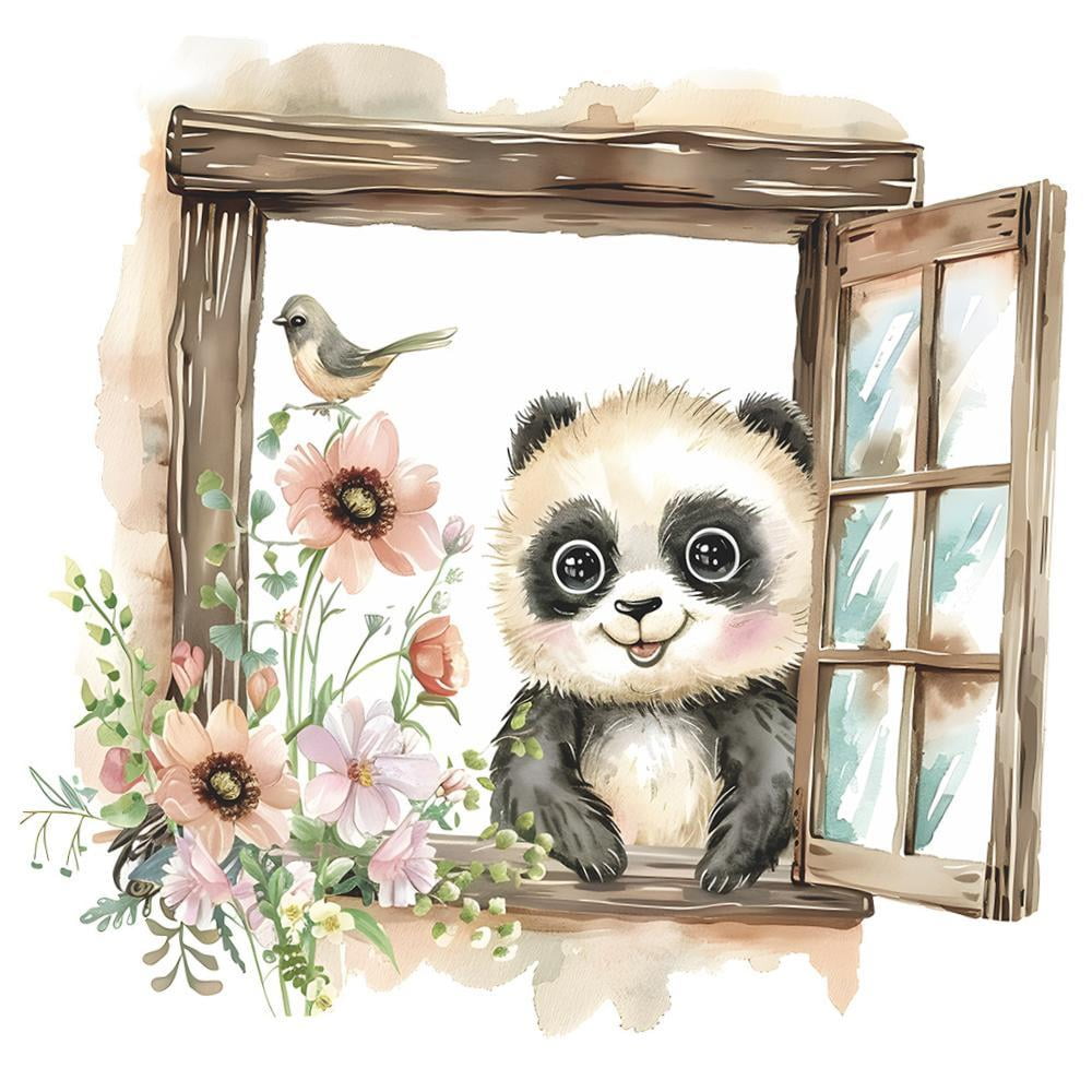 Lindo Panda etiqueta de la pared de dibujos animados Panda calcomanías ...
