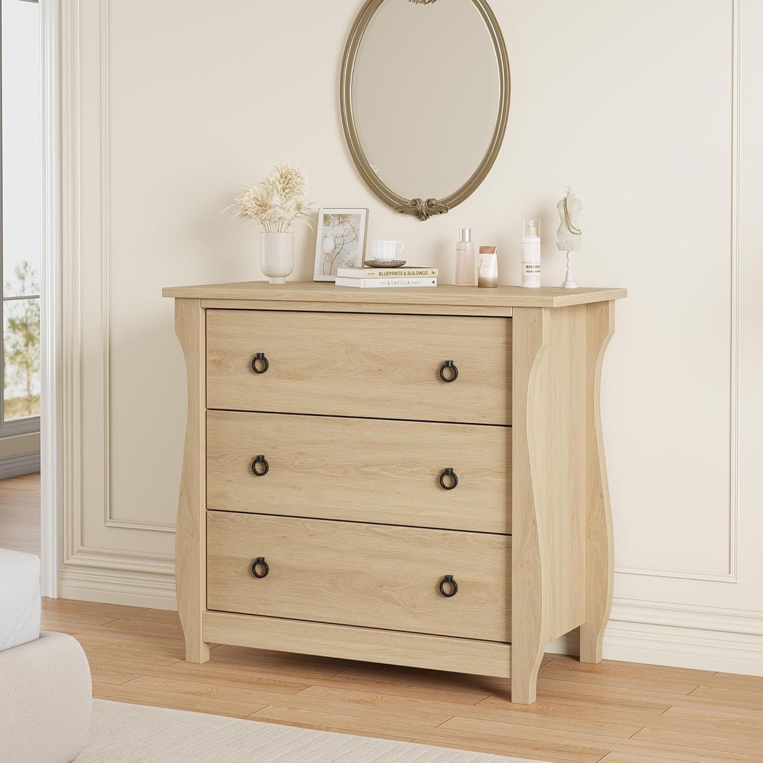 Click here for Eastvita Natural Oak 3-Drawer Modern Dresser With... prices