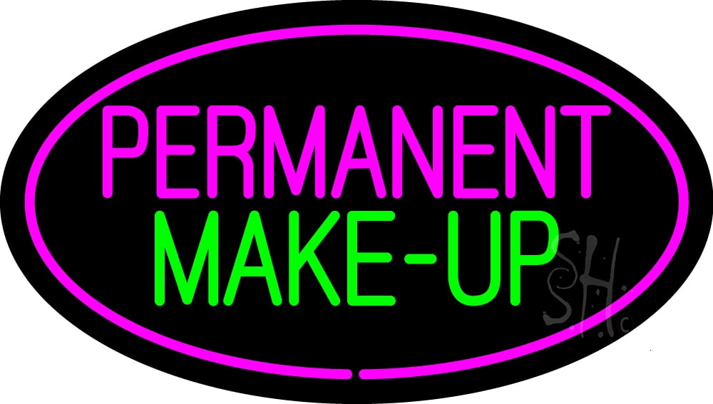 Permanent Make-Up Oval Pink LED Neon Sign 20 x 37 - inches, Black ...