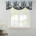Black Bear Elk Tie Up Valance Curtains Blue White Wood Grain Forest ...