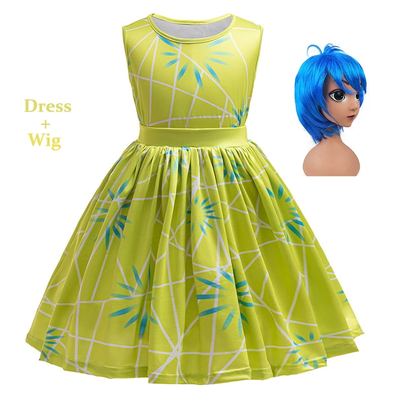 Disfraz de princesa Disney Inside Out Joy Disgust + peluca para niñas ...
