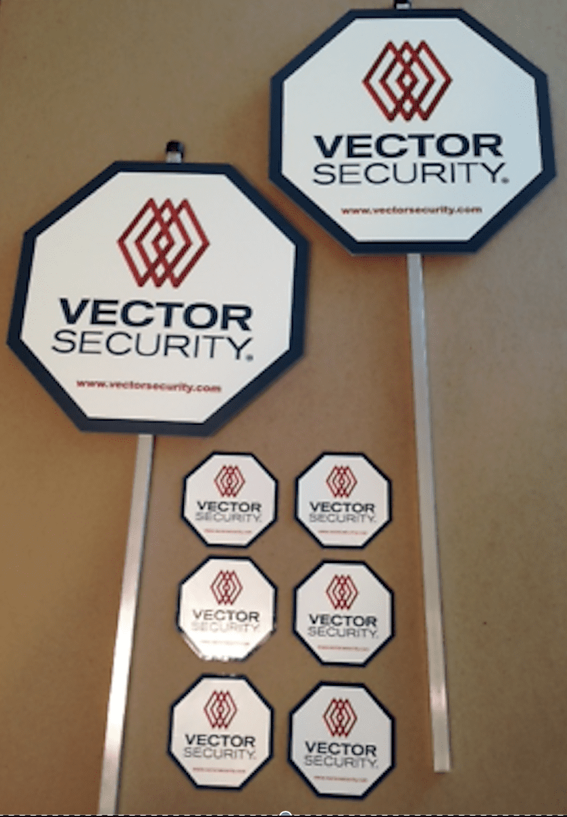 2 New REFLECTIVE VECTOR Security Yard Signs on 30" Stakes + 6 Door ...