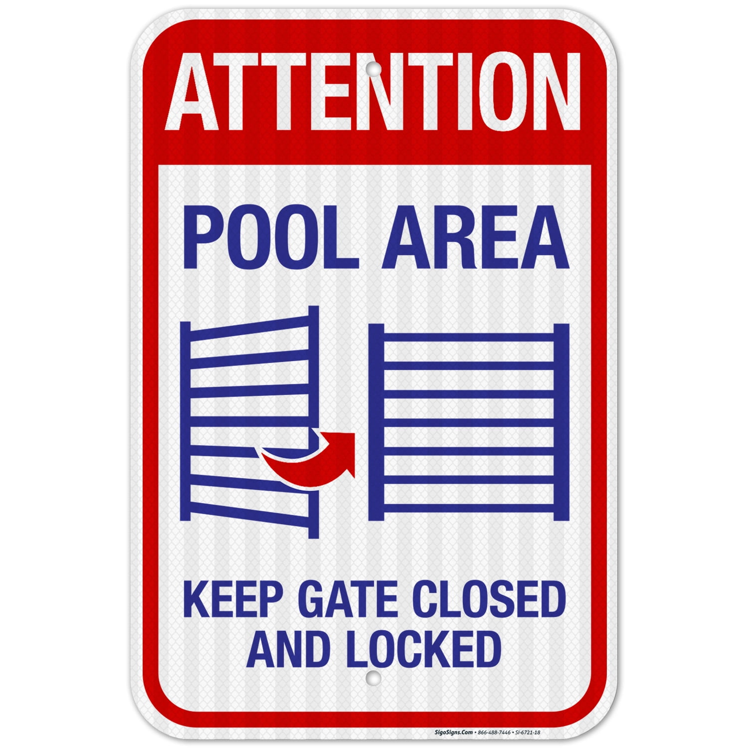 Attention Pool Area Keep Gate Closed And Locked Sign, Pool Sign ...