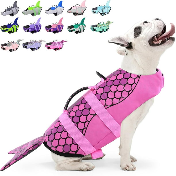 (Pink MermaidMedium)Dog Life Jackets, Ripstop Pet Floatation Life Vest ...