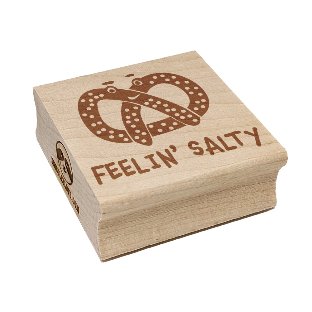 Feeling Salty Kawaii Pretzel Cute Square Rubber Stamp Stamping ...