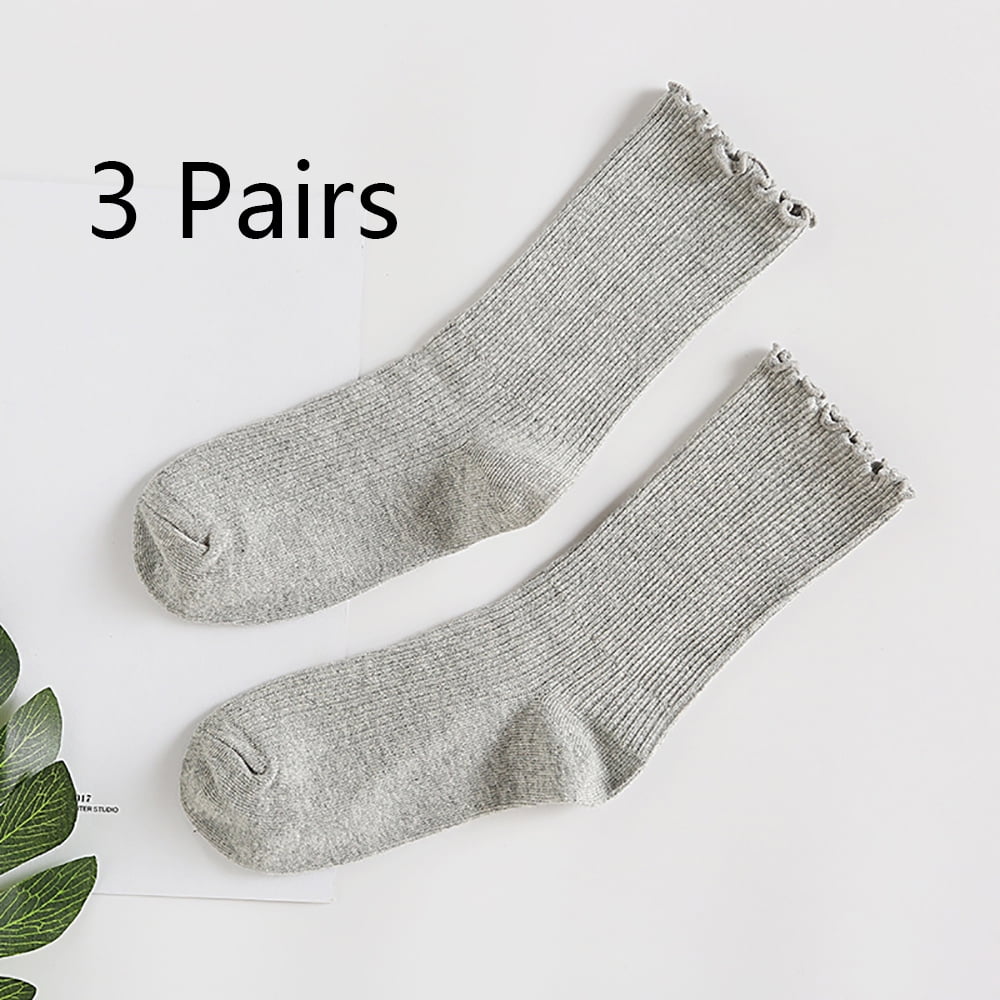 Joefnel Womens Socks, Ruffle Turn-Cuff Casual Ankle Socks Breathable ...