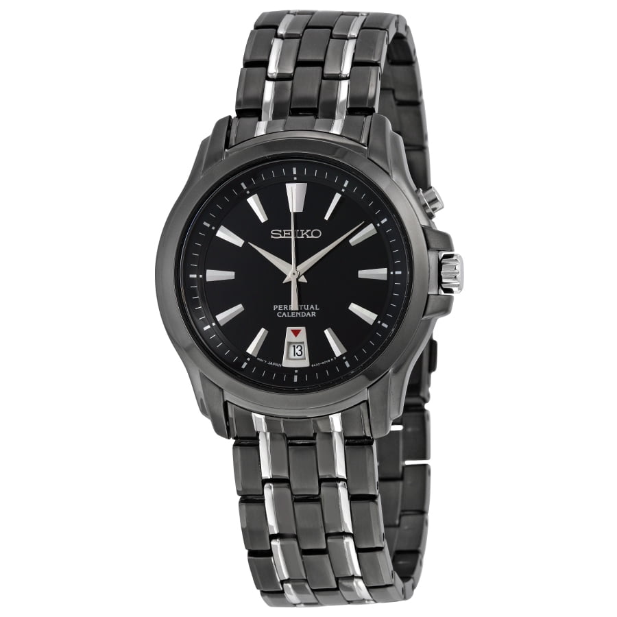 Seiko Men's Perpetual Calender Black Dial Two-Tone Stainelss Steel ...