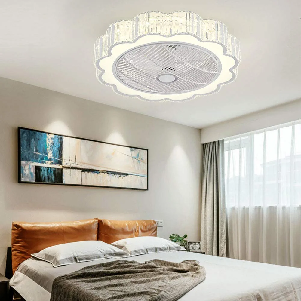 Fichiouy 23" Ceiling Fan with Lights, Modern Invisible Acrylic LED ...