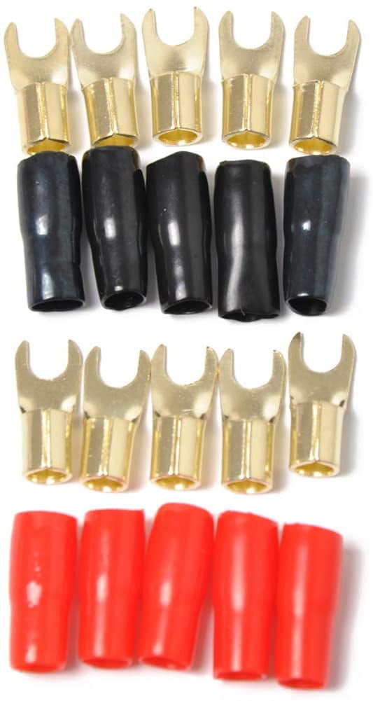 5 Pairs Copper Gold Plated 8 Gauge Strip Spade Terminal Spade Fork ...