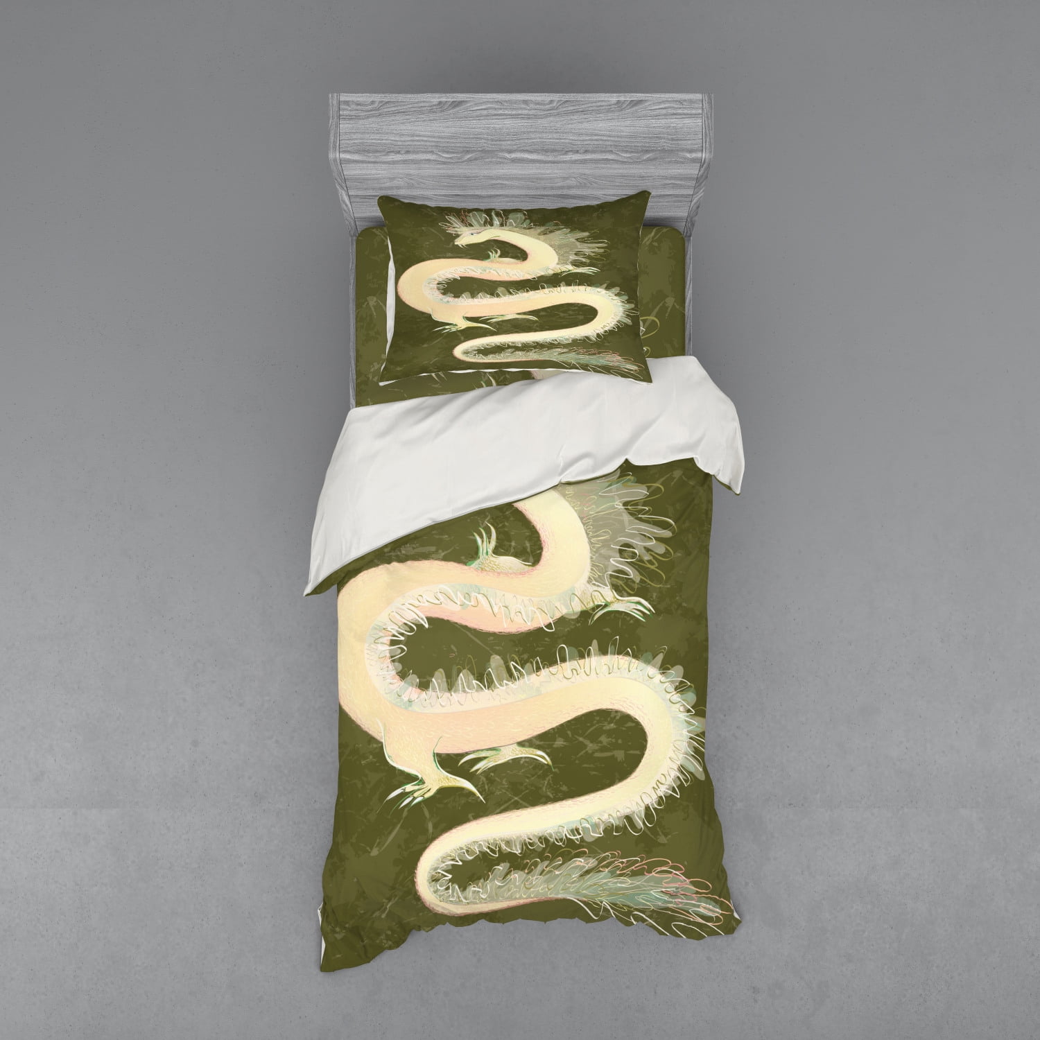 Dragon Duvet Cover Set, Chinese Reptile Dragon Eastern Culture Medieval ...