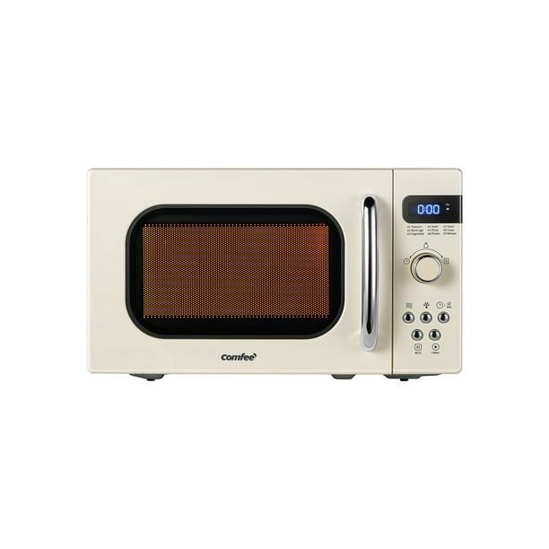 COMFEE' Horno microondas pequeño retro con tamaño compacto, 9 menús preestablecidos, plato ...