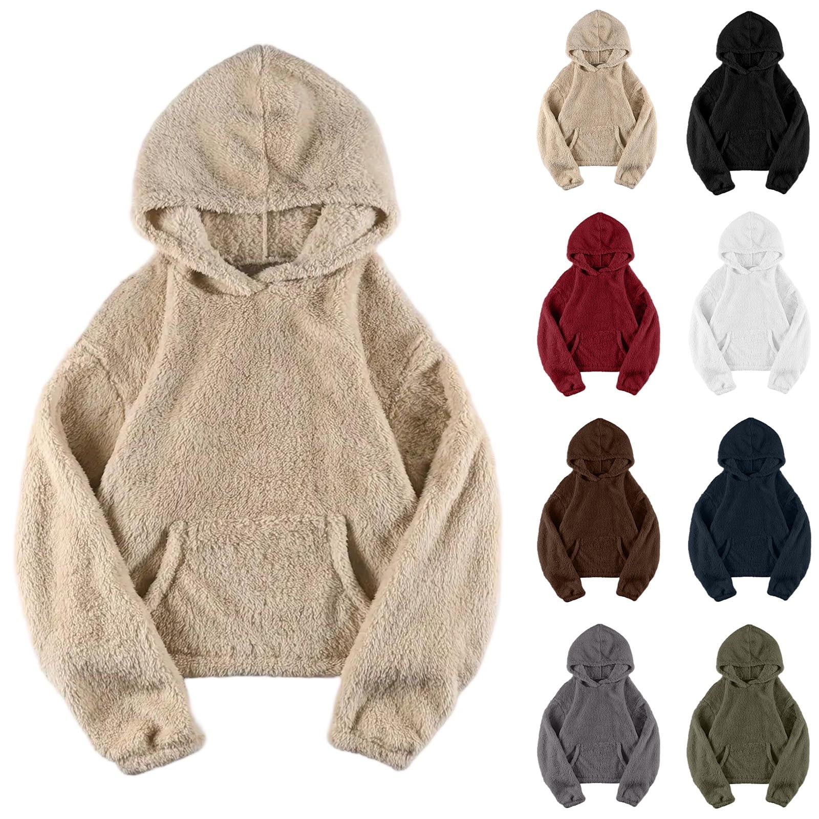 Click here for Dazajoo Coffee Sherpa Fleece Hoodies For Women Fuz... prices