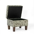 HomePop Medium Storage Ottoman with Hinged Lid, Brown Jacobean Print ...