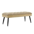 Linon Mara Benches, Set of 2, Black Metal, Natural Wood, Assembled ...