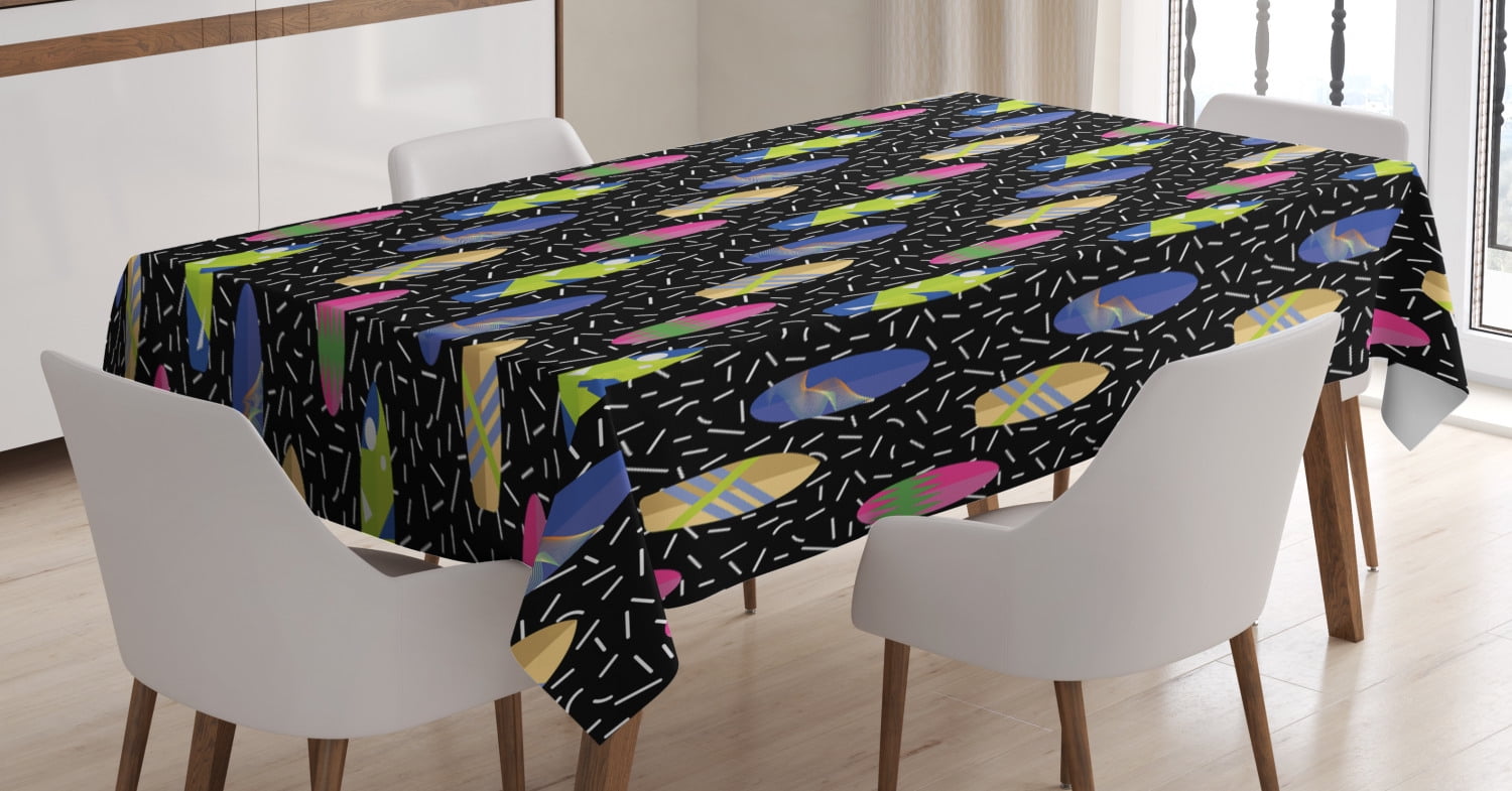 Surfboard Tablecloth, Colorful Boards in Memphis 80s Retro Style ...
