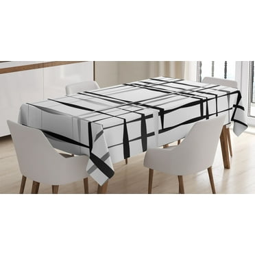 Modern Decor Tablecloth, Futuristic Striped Web Forms Artistic ...