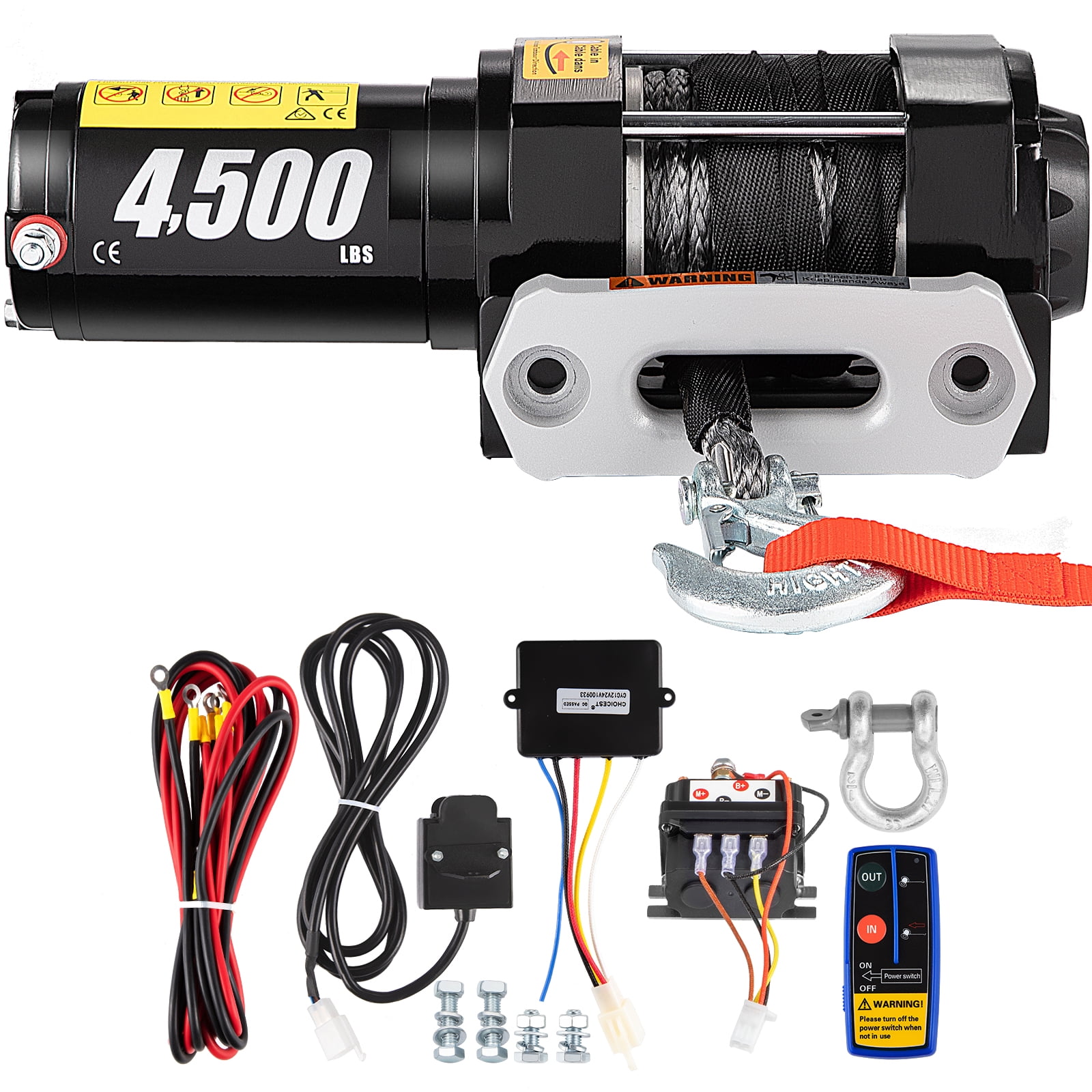 VEVOR Truck Winch, Electric Winch 4500LBS Power Winch 12V DC Motor for ...