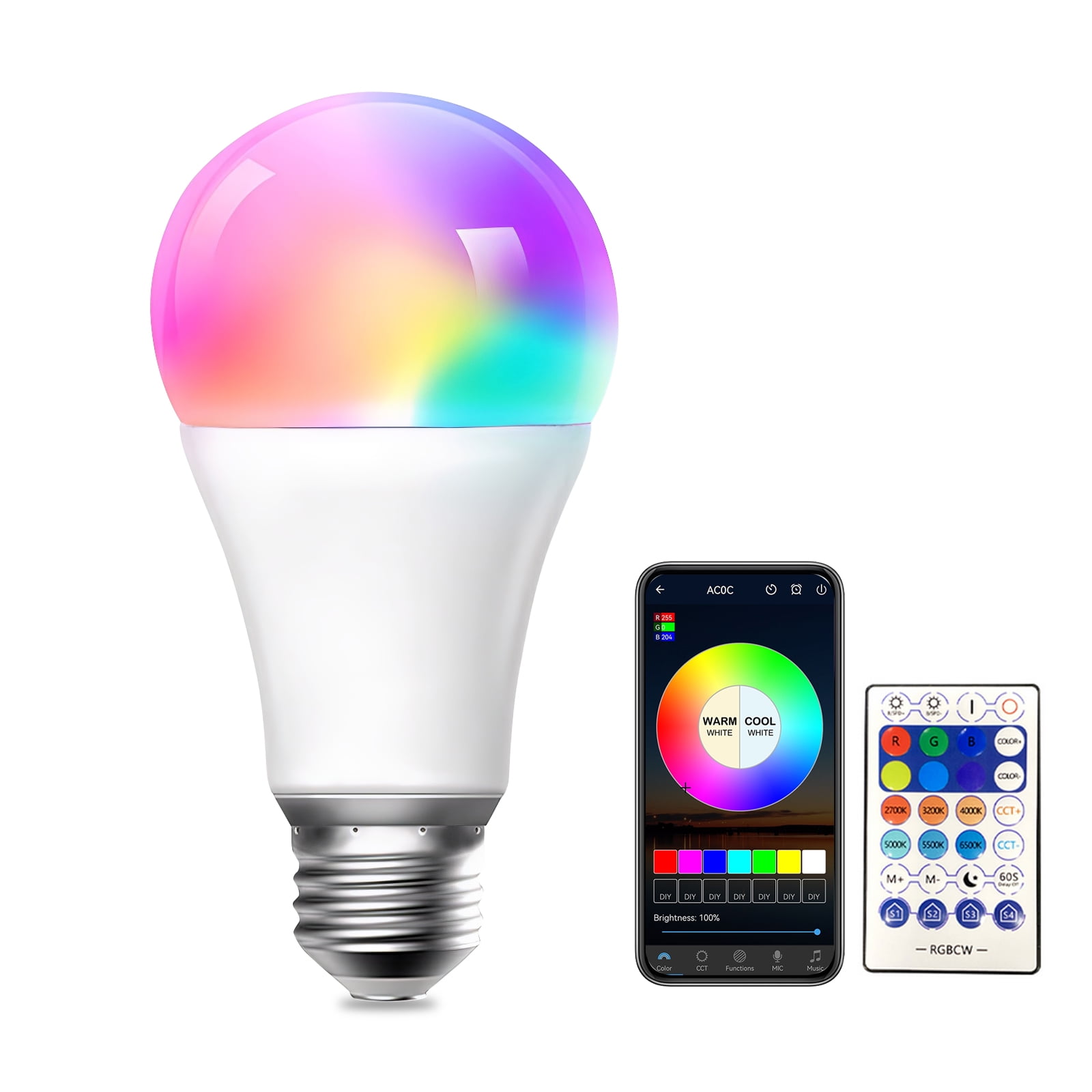 Bombilla inteligente RGB+CCT con conexión Bluetooth y control por ...