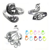 Adjustable Knitting Loop Crochet Loop Rings with Stiching Marker Open ...