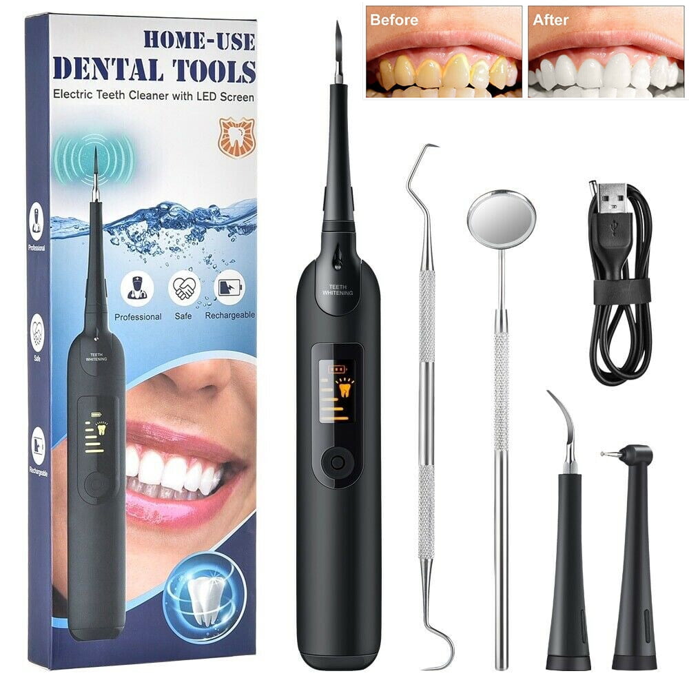 Ultrasonic Tooth Cleaner Electric Plaque Remover for Teeth with LED ...