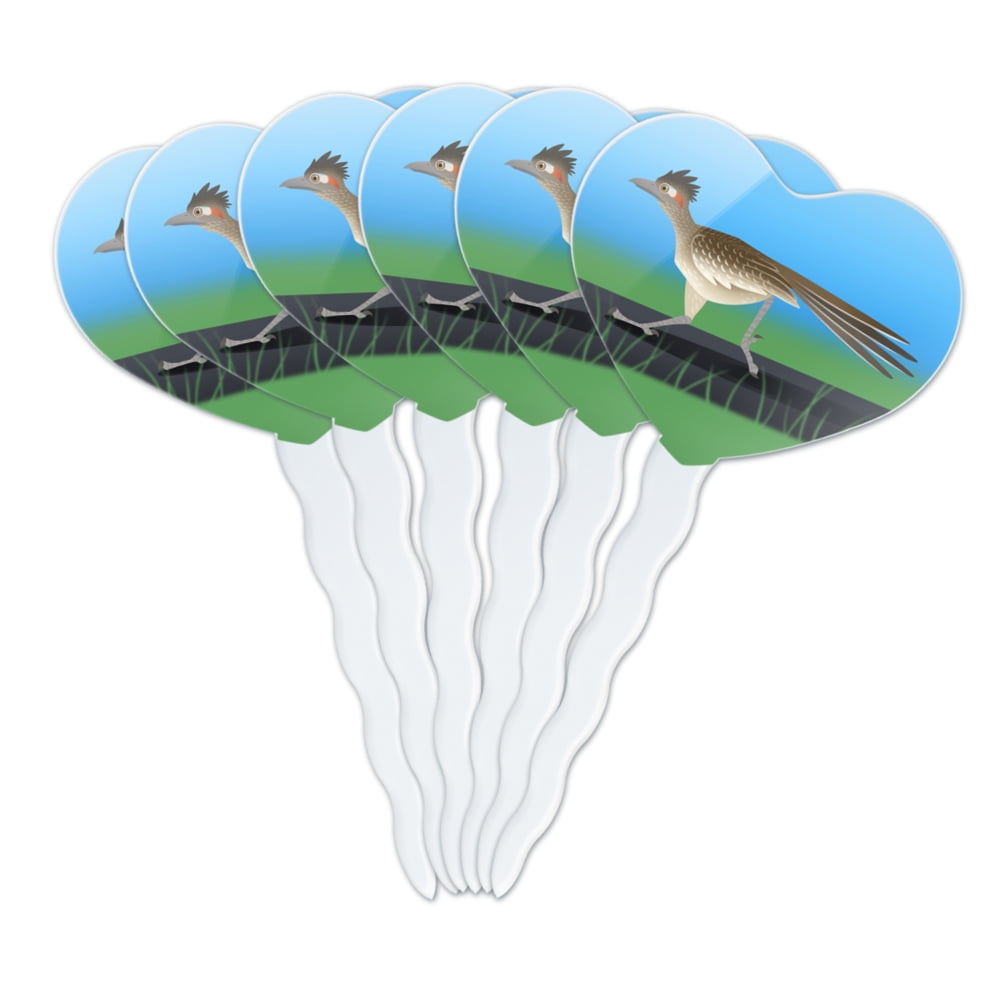 Roadrunner Runs Fast Heart Love Cupcake Picks Toppers Decoration Set of ...