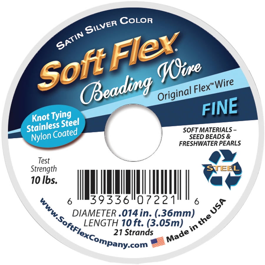 Soft Flex Wire 21, Strand .014" x 10', Silver - Walmart.com - Walmart.com