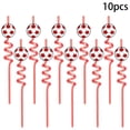 10 Pack Spiral Drinking Straws with Cartoon Soccer Theme Design ...