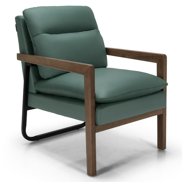 Giantex Upholstered Accent Chair, Modern Faux Leather Armchair ...