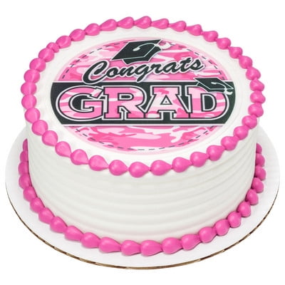 Edible Frosting Photo Graduation Cake Topper - Pink Camo - Walmart.com