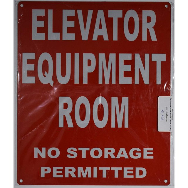 Elevator Equipment Room Sign (Red, Reflective, Aluminium 10x12 ...