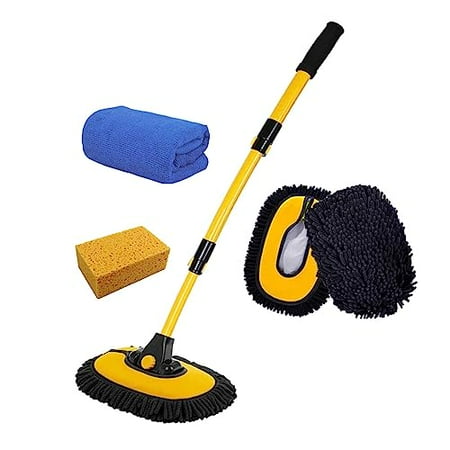 Car Wash Brush with Long Handle, Microfiber Towels Car Wash Kit ...