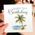 3drose, Beach Palm Tree Happy 70th Birthday, 1 Greeting Card with ...