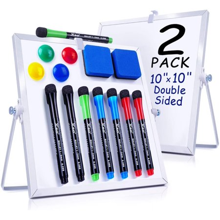 Dry Erase White Board Set,2 Magnetic Desktop Whiteboard 10"X10" with ...
