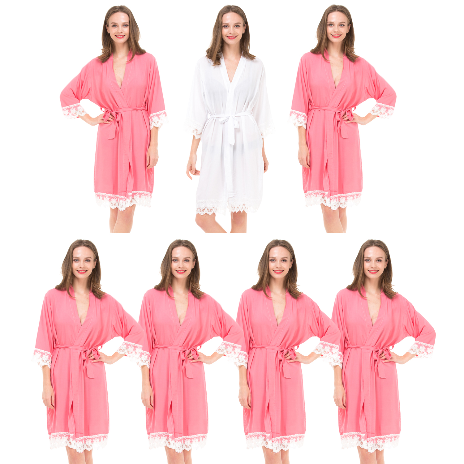 Mr & Mrs Right Bridesmaid Robes For Woman ,Soft Cotton ,7 sets of 1 ...