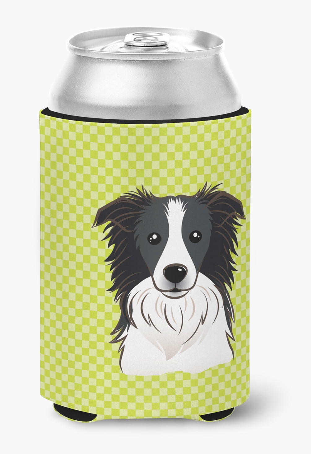Checkerboard Lime Green Border Collie Can or Bottle Hugger - Walmart.com