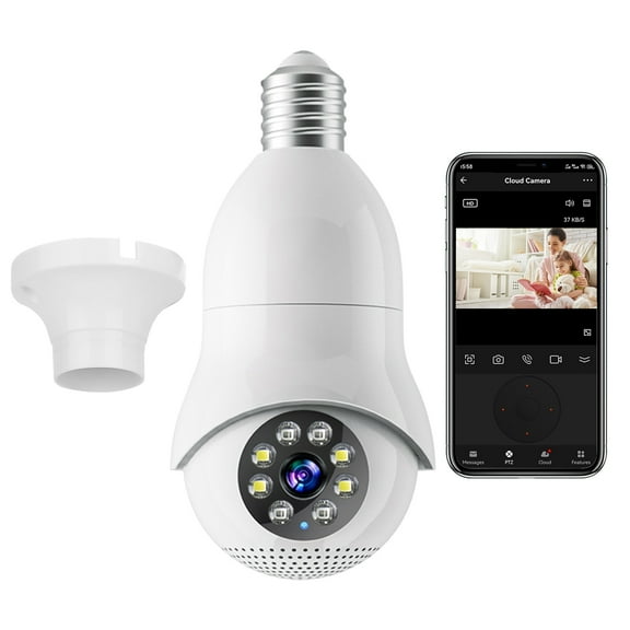 E27 WiFi Bulb Digital Camera 1080P FHD WiFi IP Pan Tilt Security ...