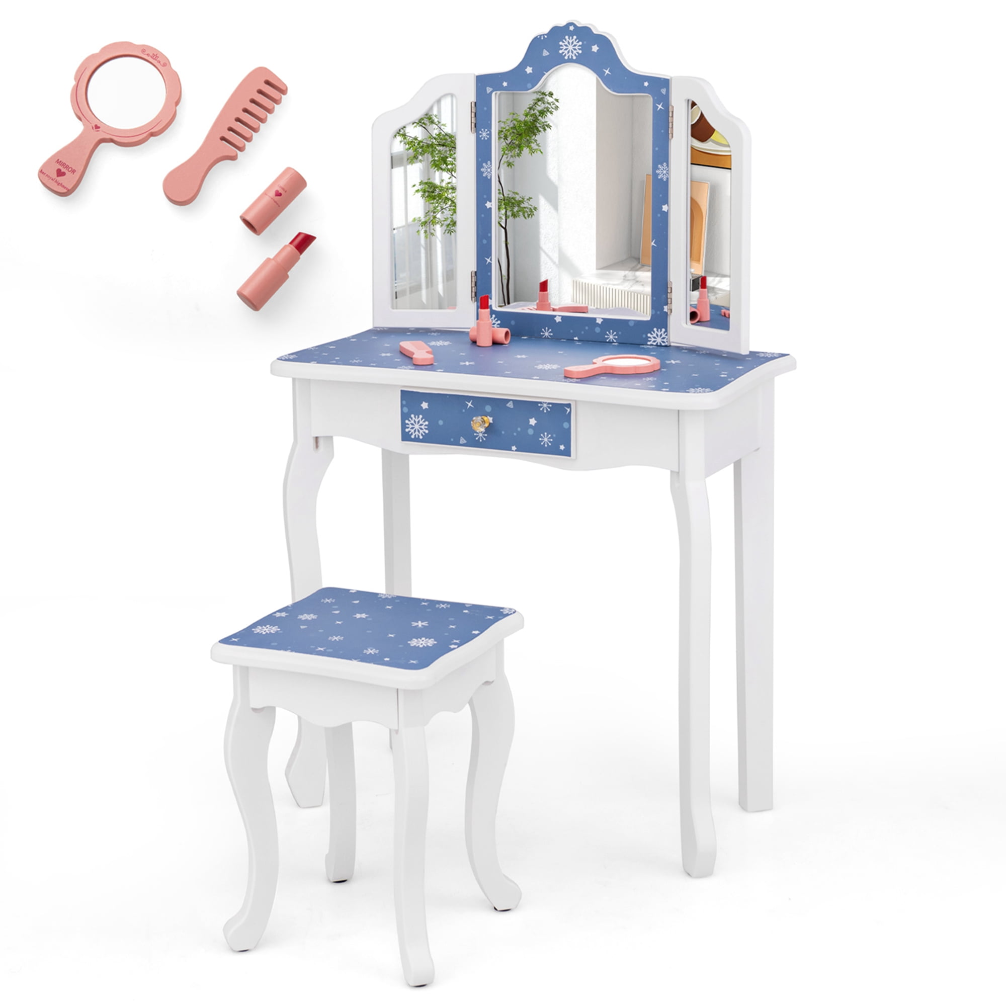 Click here for Costway Kids Vanity Set Toddler Makeup Table & Sto... prices