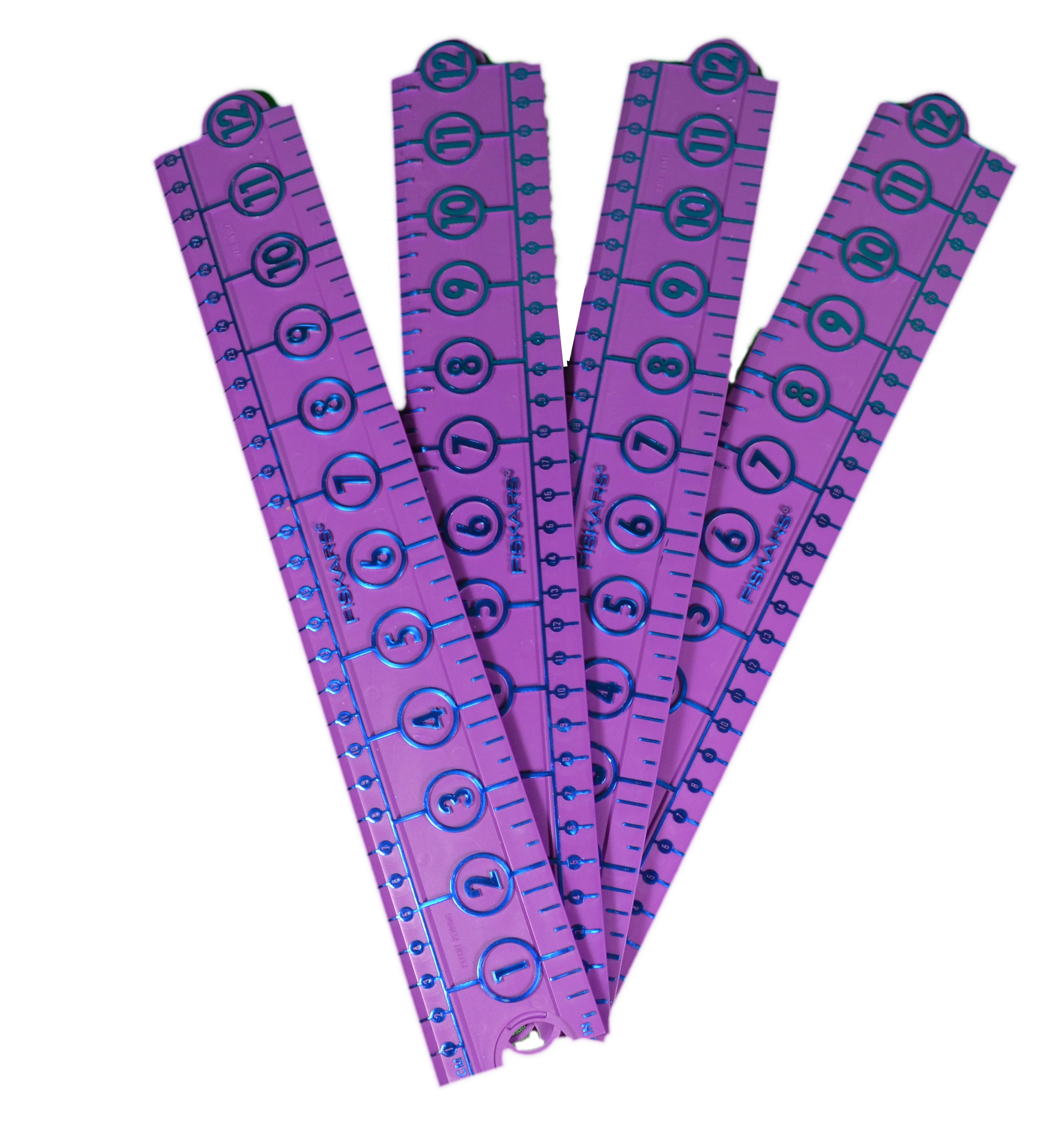 Lot of 4 Fiskars Purple Plastic 12" All Purpose Ruler Extra Wide 2 ...