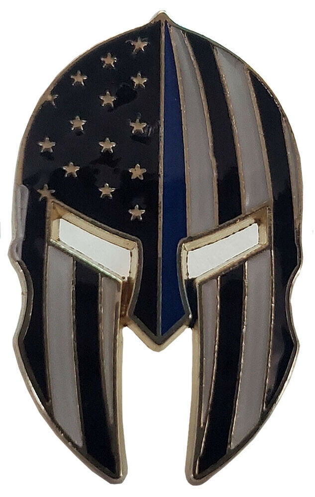 Molon Labe USA Thin Blue Line Spartan Helmet Motorcycle Hat Cap lapel ...