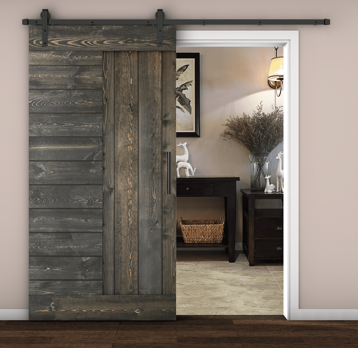 Essencaliy 42in x84in Solid Wood Barn Door, Made-in-USA Farmhouse Interior Sliding Barn Door ...