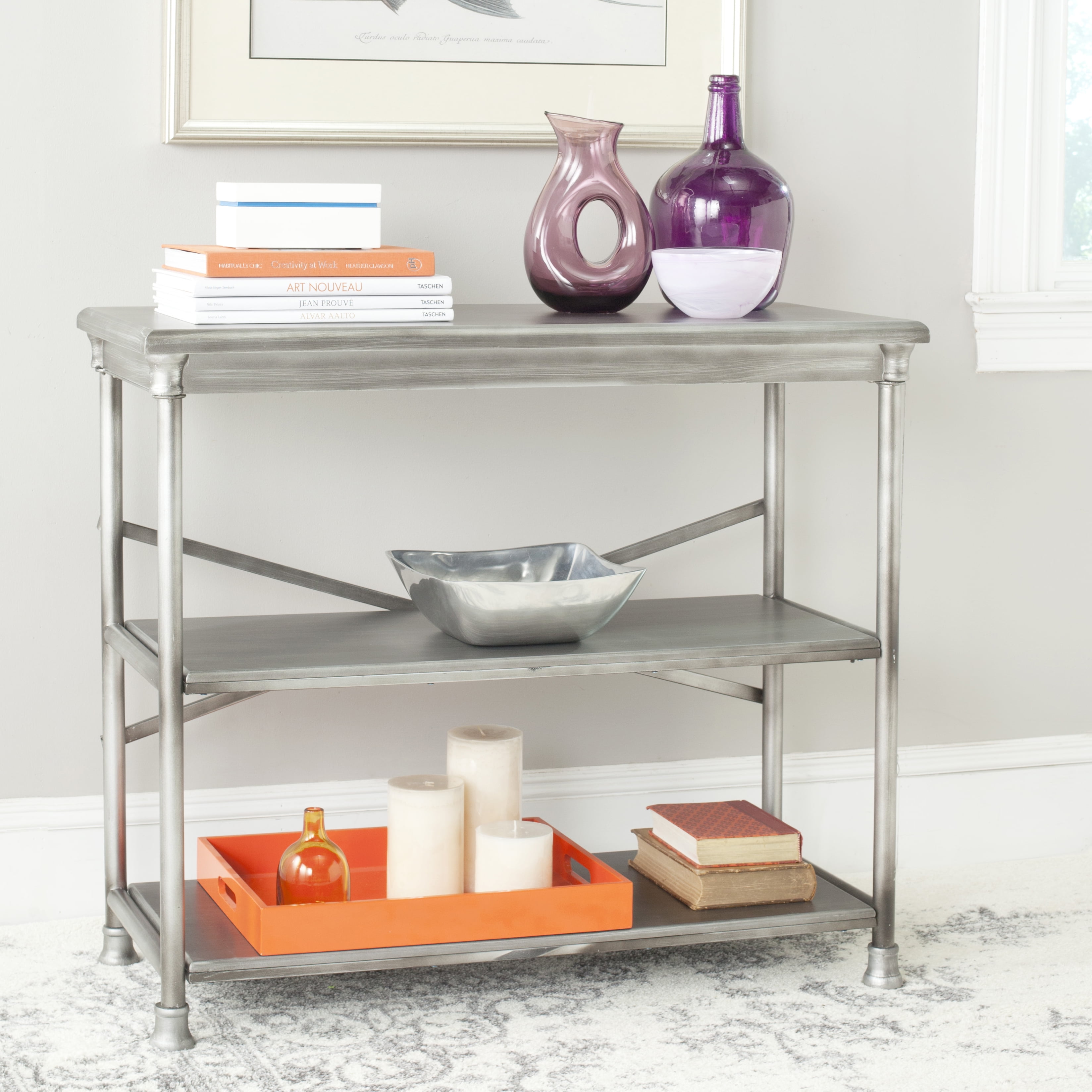 Safavieh Jamison 2 Tier Industrial Glam Medium Bookcase, Dark Silver ...