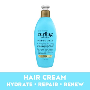 OGX Argan Oil of Morocco Curling Perfection Curl-Defining Cream, Hair ...