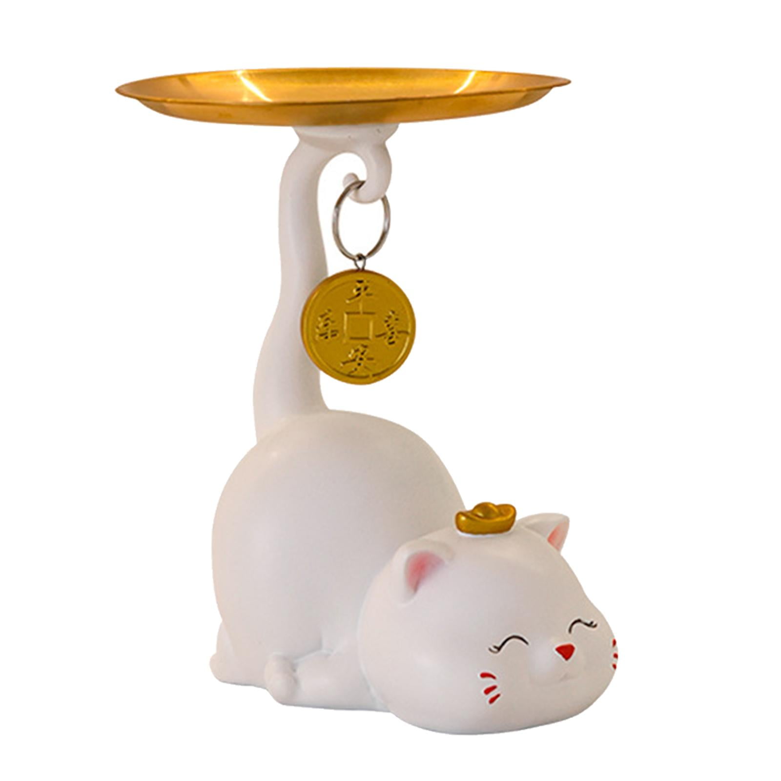 Cat Desk Storage Tray Statue Sculpture Creative Cute Display Cat ...
