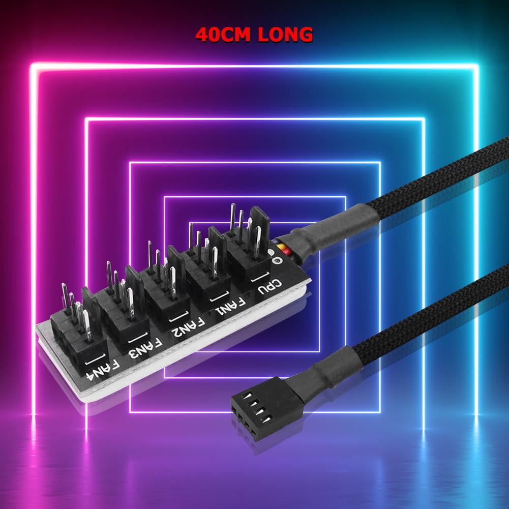 40cm 1 to 5 4-Pin PWM Fan CPU HUB Splitter PC Case Cooler Power Adapter ...