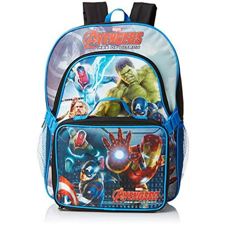 Marvel - Boy's Avengers Blue Deluxe Backpack with Lunch Kit, Multi, One ...