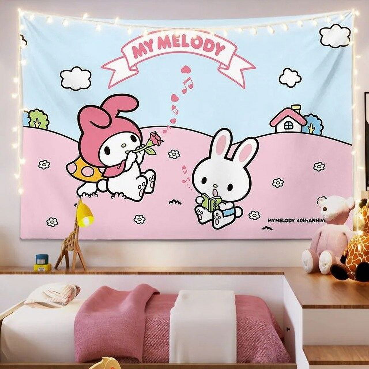 Halloween Hello Kitty Tapestry Sanrio Room Decor Cartoon Plush Wall ...