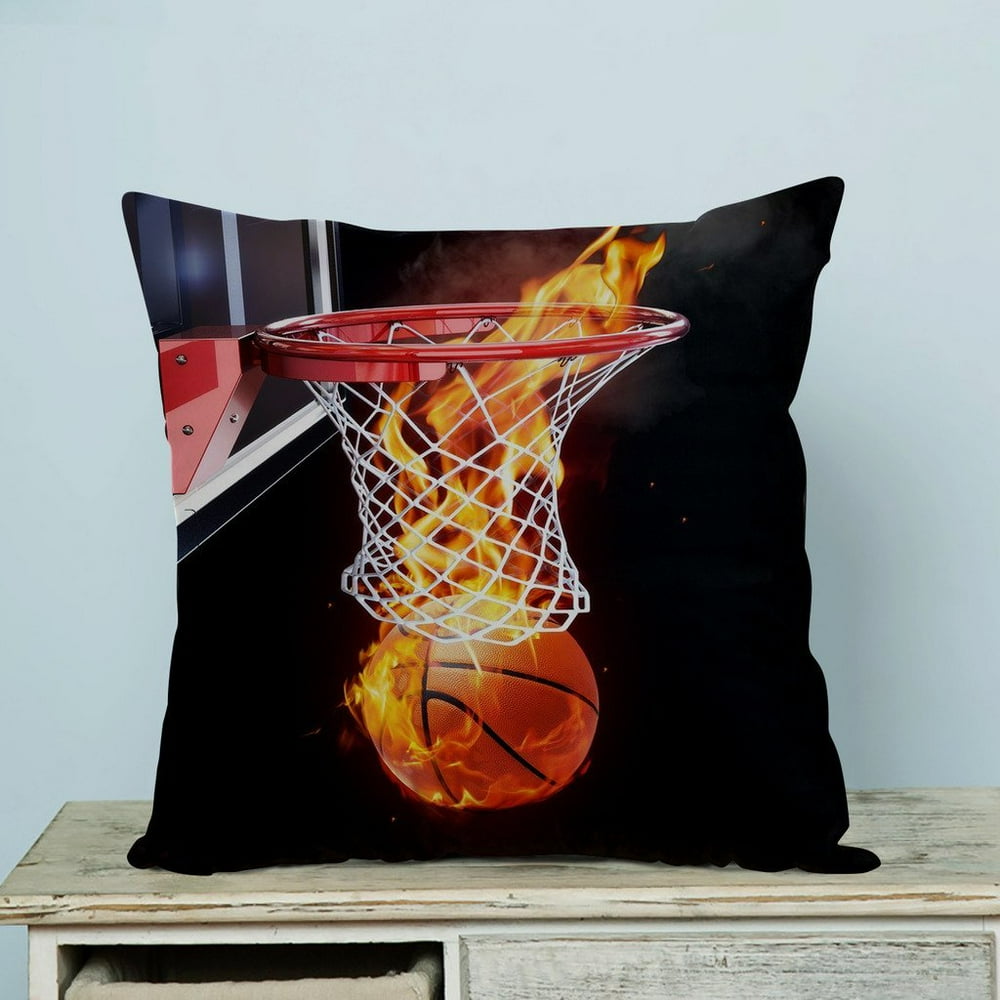 GCKG Flaming Basketball Pillow Case Pillow Cover Pillow Protector Two ...