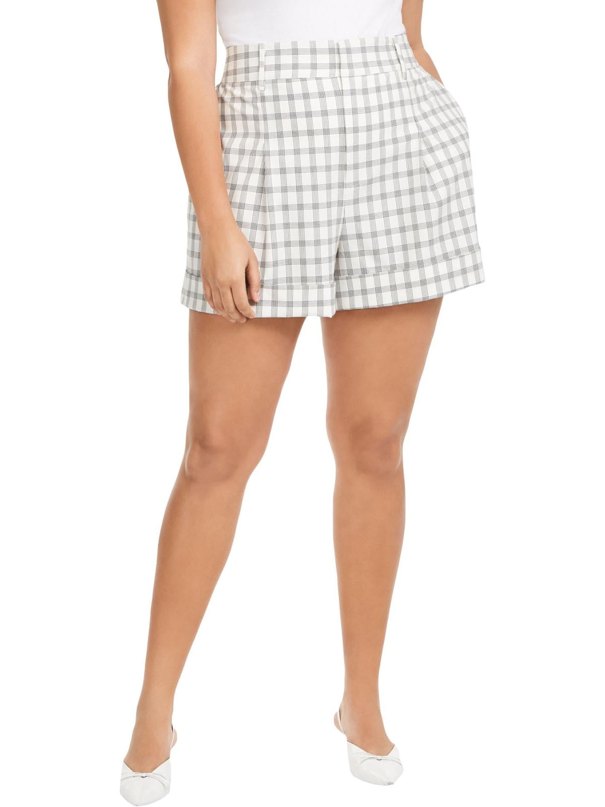Danielle Bernstein Womens Plus High Waist Pinstripe Wide Leg Shorts ...
