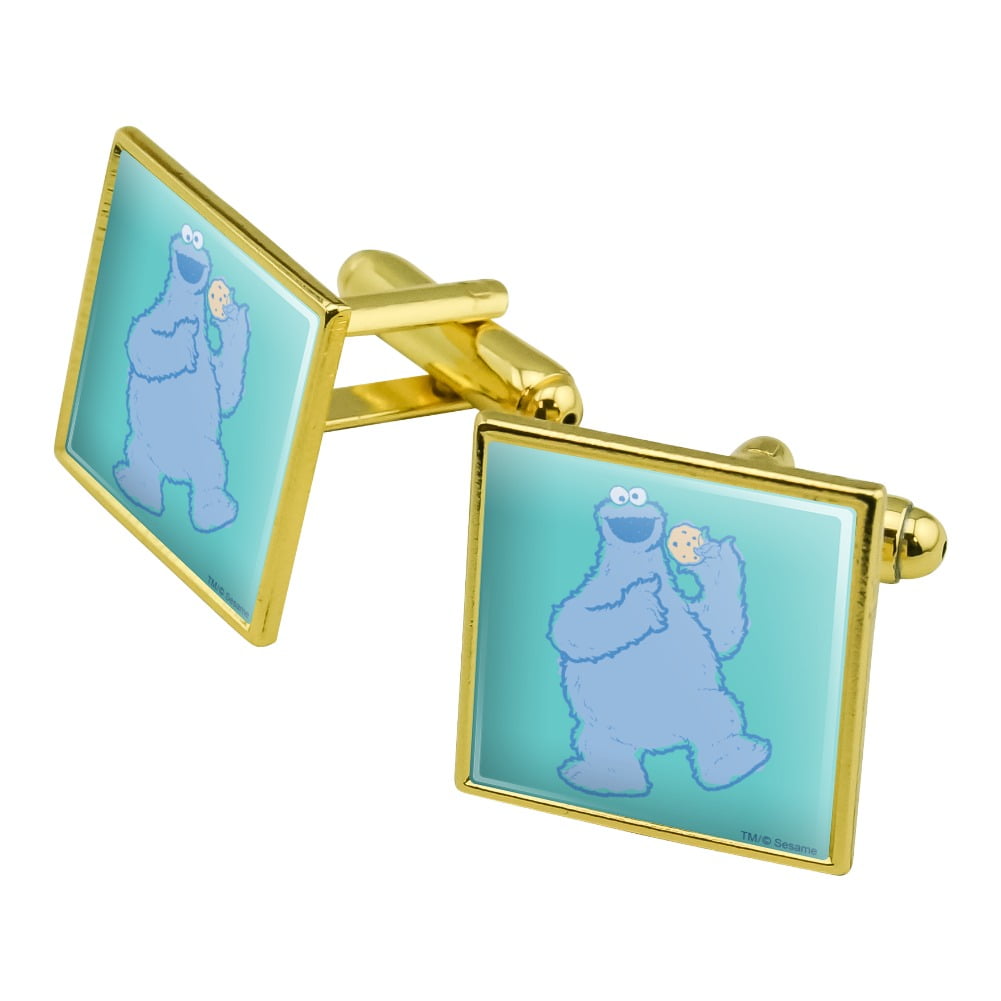 Sesame Street Cookie Monster Distressed Square Cufflink Set - Silver or ...