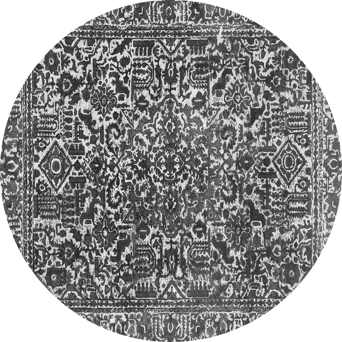 Ahgly Company Indoor Round Abstract Gray Modern Area Rugs, 6' Round ...